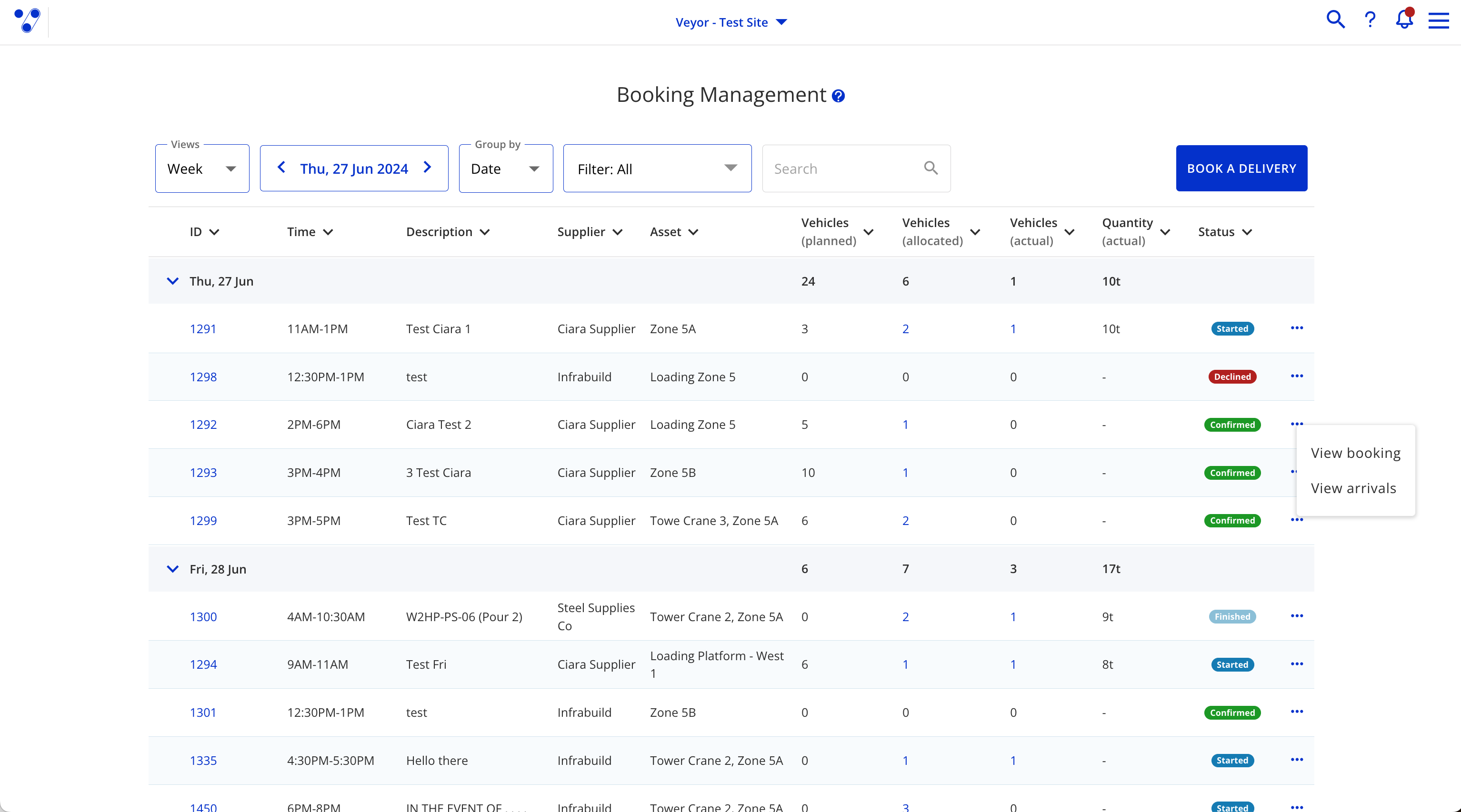 Booking Management – Veyor